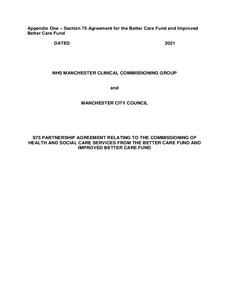 Fillable Online Section 75 Agreement for the Better Care Fund and ...