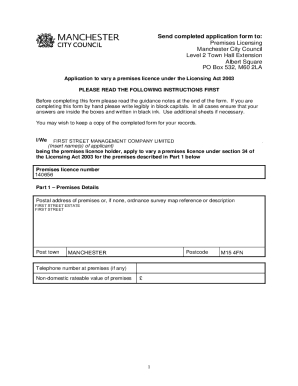 Fillable Online Oldham Street - Application for the Grant of a Premises ...