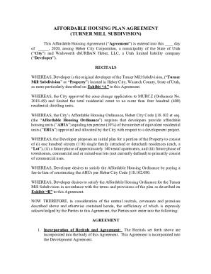 Fillable Online AFFORDABLE HOUSING PLAN AGREEMENT (TURNER ... Fax Email ...
