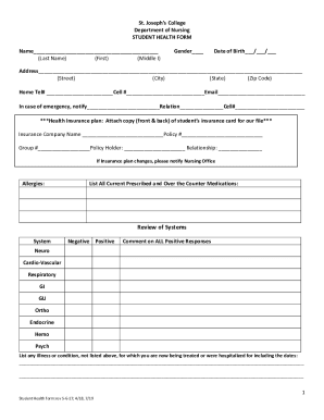 Fillable Online Application for Readmission - St. Joseph's College of Nursing Fax Email Print ...