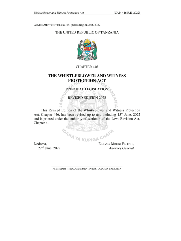 Fillable Online Whistleblower and Witness Protection Act Fax Email ...