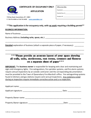 Fillable Online BUSINESS CHANGE OF CERTIFICATE OF OCCUPANCY ... Fax ...