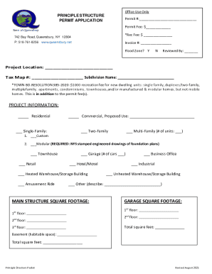 Fillable Online MAIN STRUCTURE SQUARE FOOTAGE - Town of Queensbury Fax ...