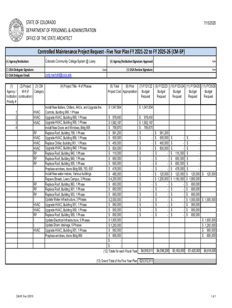 Fillable Online Colorado Department of Personnel and Administration Fax ...