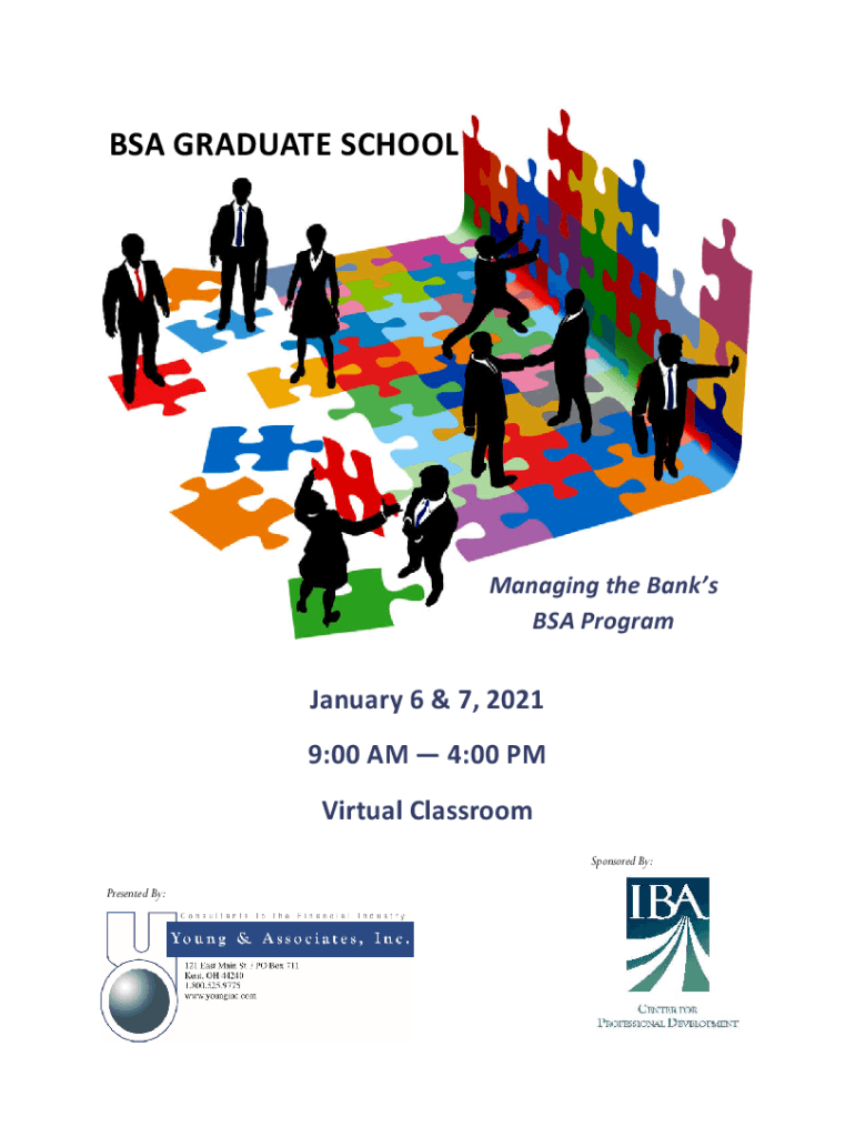 Fillable Online BSA Graduate School (Virtual Training)indiana.bank Fax ...