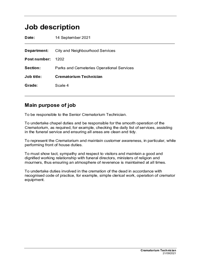 Fillable Online Job Description template Fax Email Print - pdfFiller