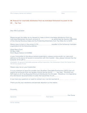 Fillable Online Sample IRA Charitable Rollover Form Fax Email Print ...