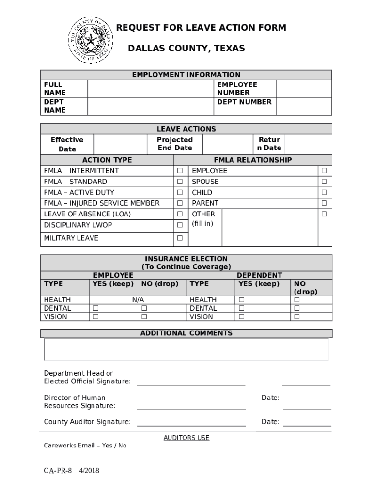 LEAVE ACTION Doc Template | pdfFiller