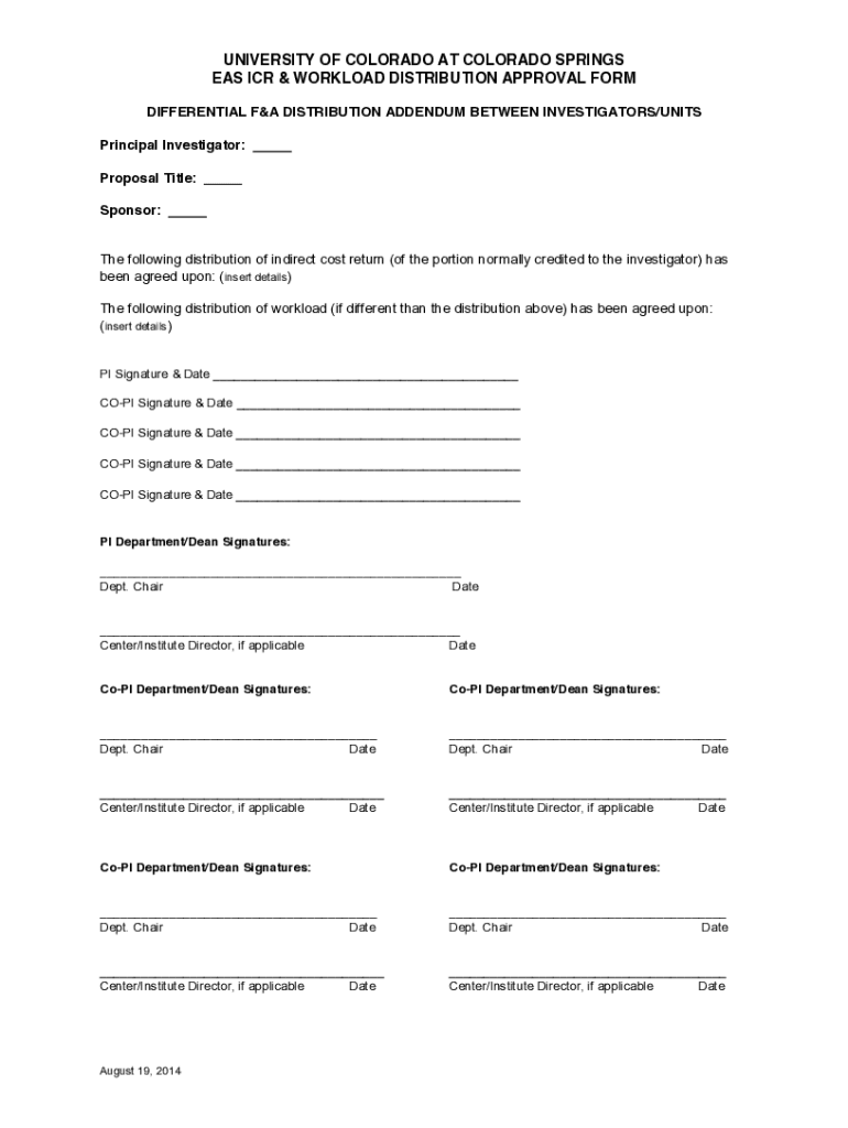 Fillable Online eas uccs icr & workload distribution approval form Fax Email Print - pdfFiller