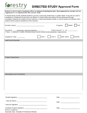Fillable Online Directed Study Course Request Form - UBC Forestry Fax ...
