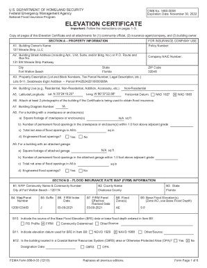 Fillable Online ELEVATION CERTIFICATE - Fort Myers Beach Fax Email ...