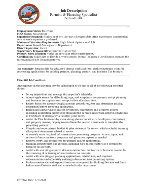 Fillable Online What Does A Permit Specialist Do: Job Description ...