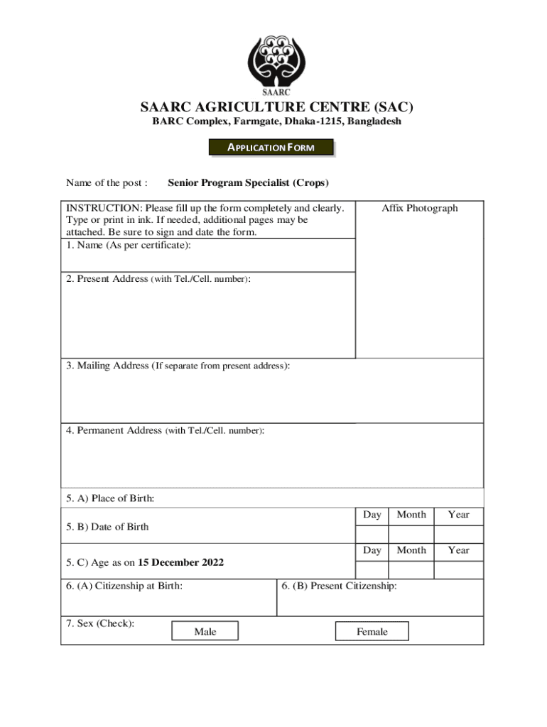 Fillable Online mofa gov SAARC Agriculture Centre (SAC) - Ministry of ...