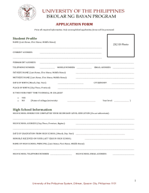 Fillable Online iskolar ng bayan program - application form Fax Email Print - pdfFiller