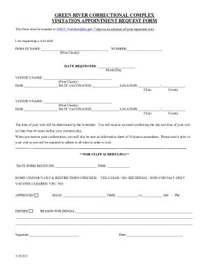 Fillable Online corrections ky 3a GRCC Visiting Appointment Request ...