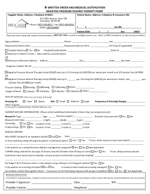 Fillable Online Negative Pressure Wound Therapy - Physician's Written ...