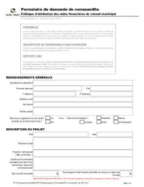 Fillable Online Formulaire de demande de commandite - Ville de Sorel ...