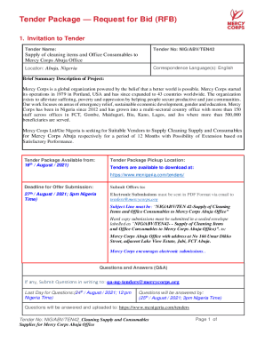 Fillable Online Tender Name: Fax Email Print - pdfFiller