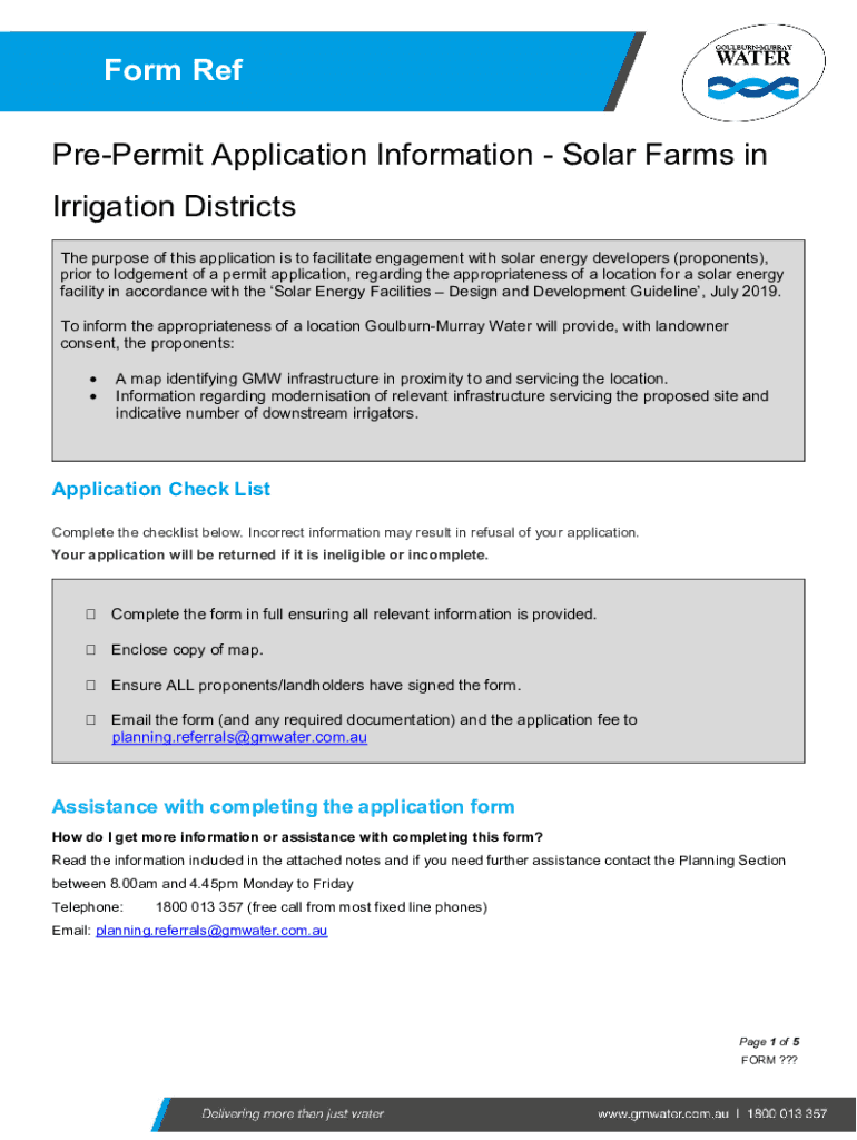 Fillable Online Pre planning form - Solar Farm - Form A Final Version 2 ...