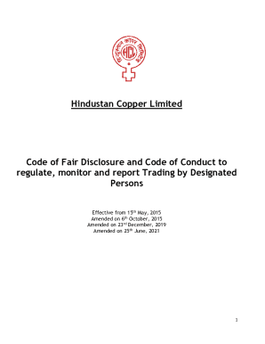 Fillable Online Hindustan Copper Limited Code of Fair Disclosure and ...