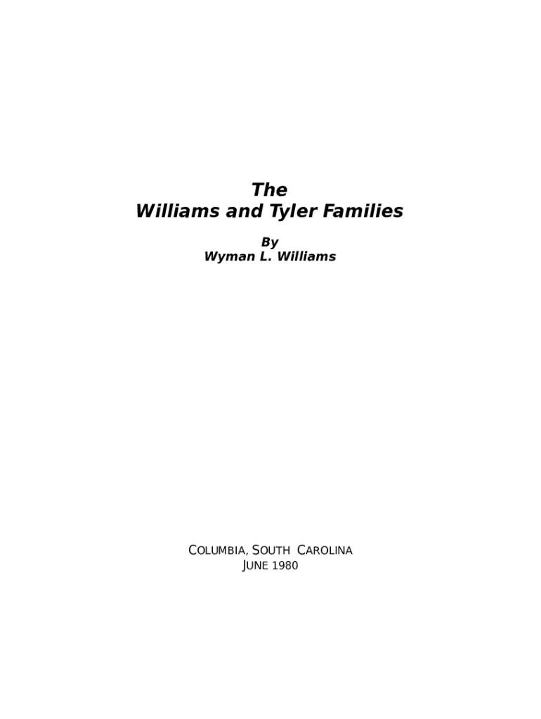 The Williams and Tyler Families By Wyman L. Williams Doc Template ...