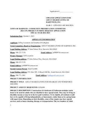 Fillable Online UPDATED APPLICATION FOR ADULT SHARED LIVING ... Fax ...