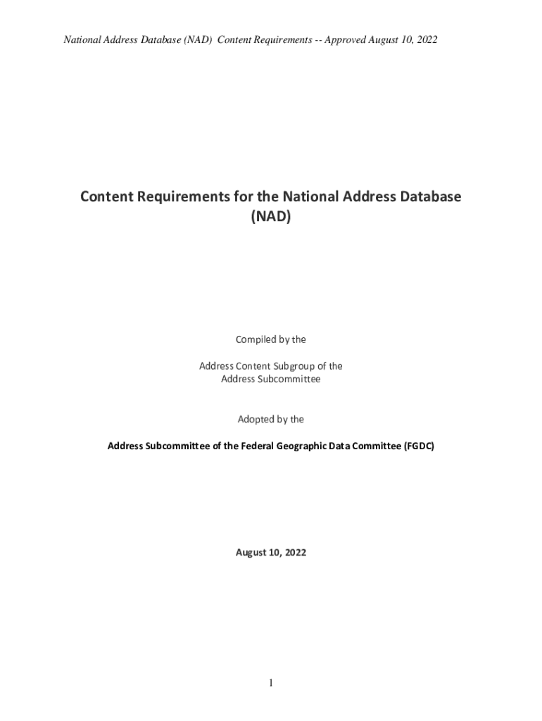Fillable Online National Address Database (NAD) Content Requirements ...