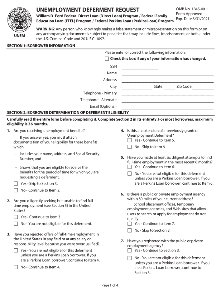 Fillable Online Economic Hardship Deferment Request - Financial Services Fax Email Print - pdfFiller