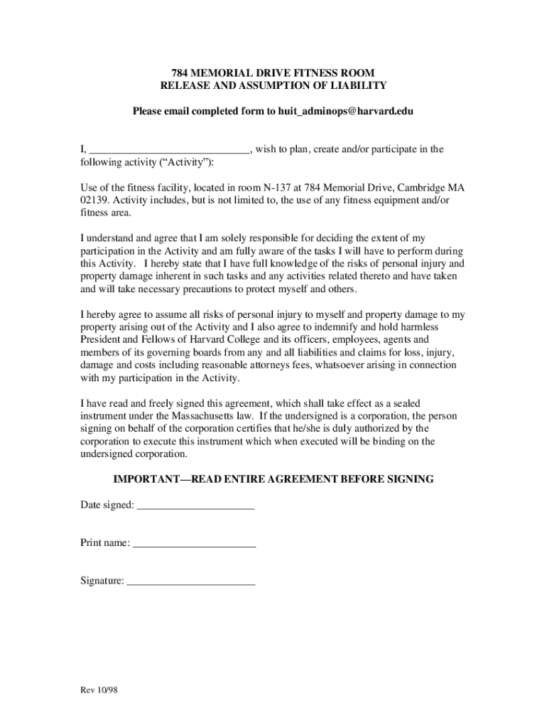 Fillable Online fitness center waiver/indemnity/release/assumption of ...