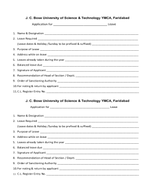 Fillable Online JC Bose University Of Science And Technology, YMCA Fees ... Fax Email Print ...