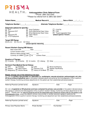 Fillable Online Anticoagulation Clinic Referral Form - UK HealthCare ...
