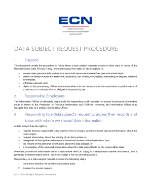 Fillable Online DATA SUBJECT REQUEST PROCEDURE - CBI-electric Fax Email ...