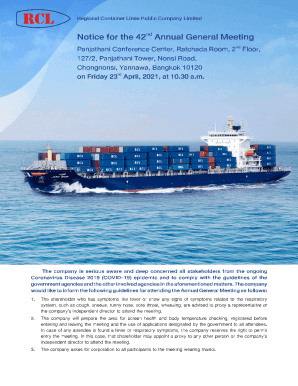 Fillable Online Regional Container Lines PCL : Notice for the 37th ...