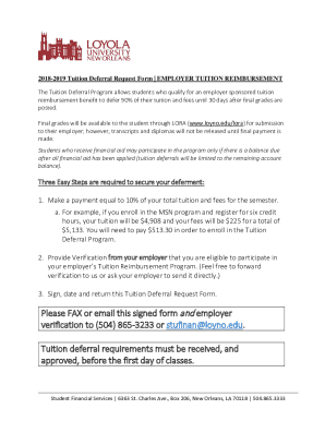 Fillable Online law loyno 2021-2022 Tuition Deferral Request ...