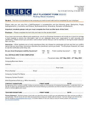 Fillable Online ! Master Self Placement One Side Form Fax Email Print ...