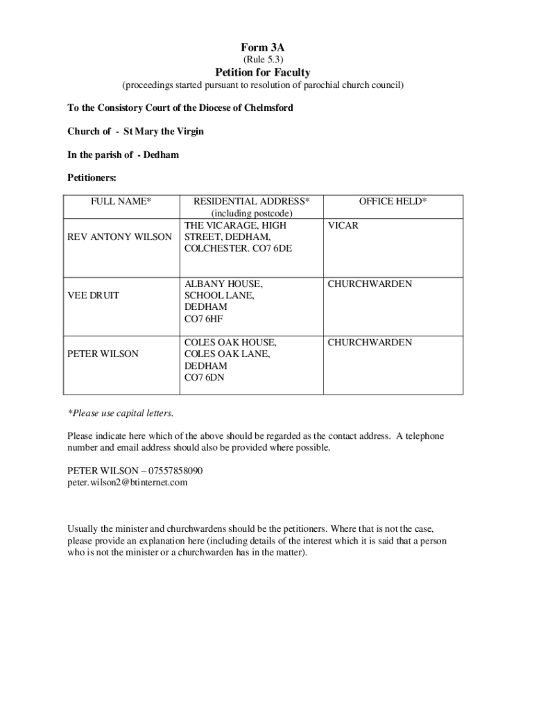 Fillable Online Form 3A - (Rule 5.3) - Petition for Faculty ...
