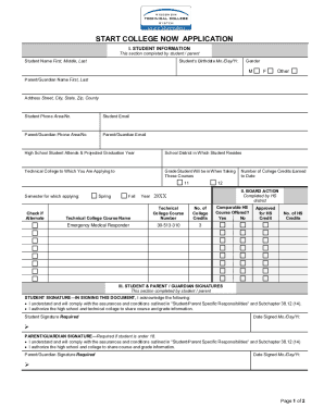 Fillable Online START COLLEGE NOW APPLICATION Fax Email Print - pdfFiller