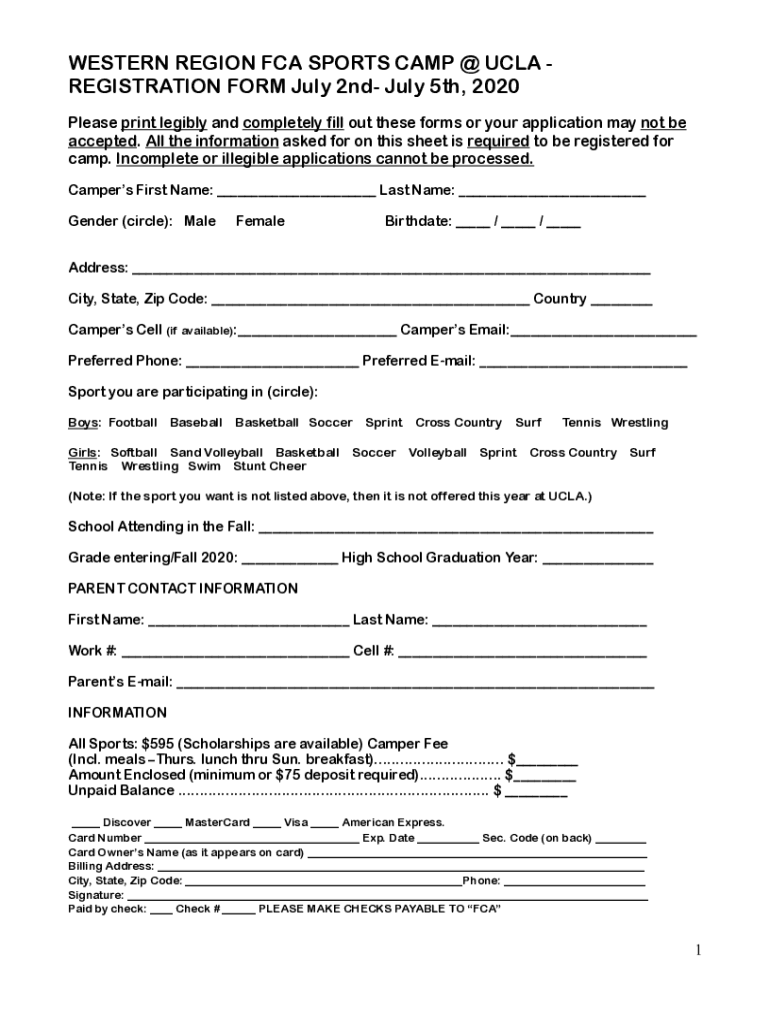 Fillable Online Sports Camp Registration - PDF Templates - Jotform Fax ...