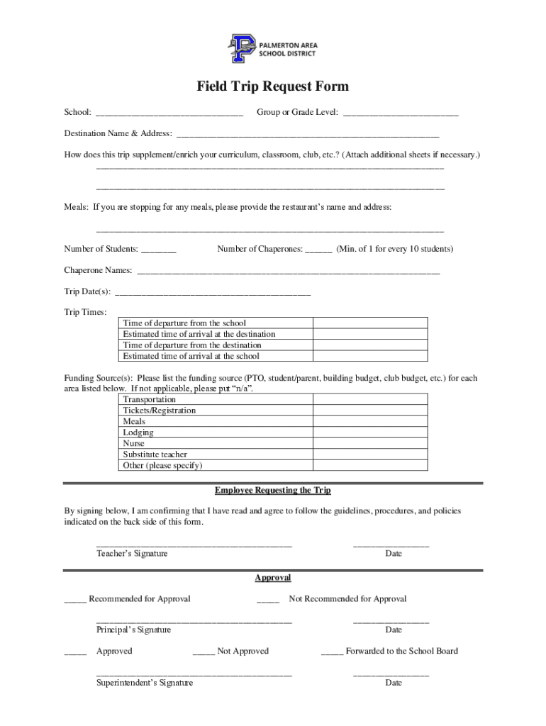 Fillable Online Field Trip Request Packet Completed: YESNO Fax Email Print - pdfFiller