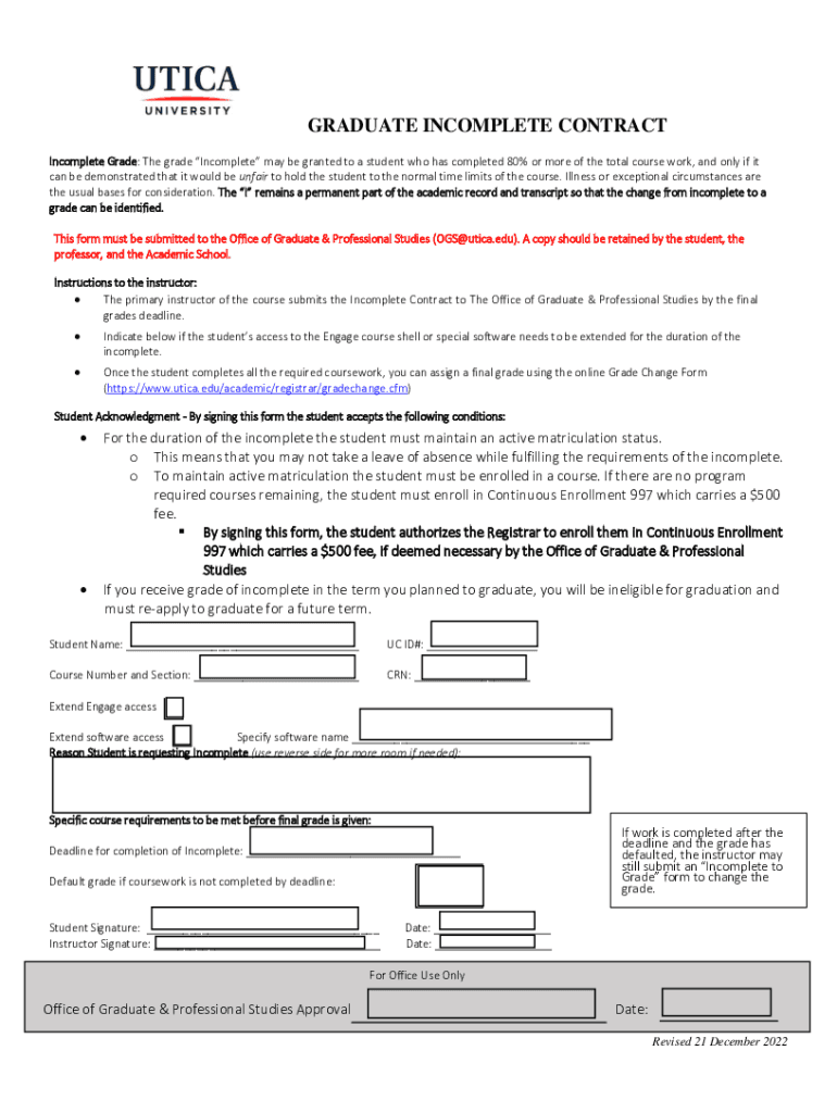 Fillable Online Incomplete Grade Agreement - Carnegie Mellon University Fax Email Print - pdfFiller