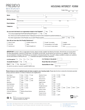 Fillable Online HOUSING INTEREST FORM - RentCafe Fax Email Print ...