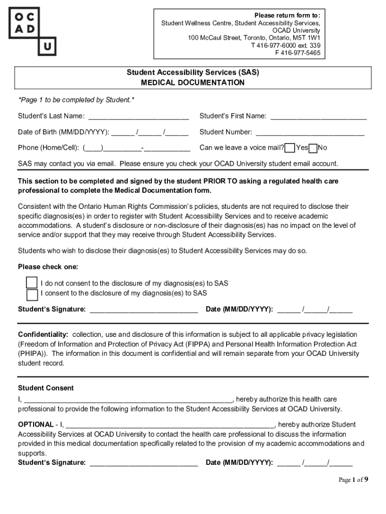 Fillable Online SAS Medical Documentation Form.docx Fax Email Print ...