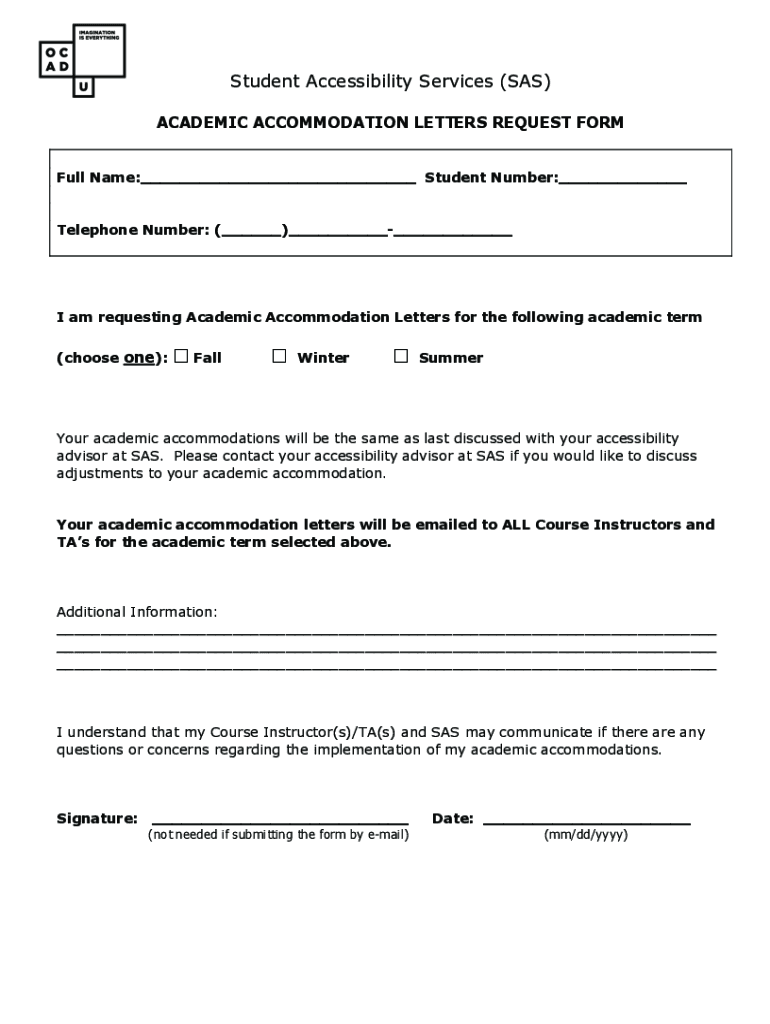 Fillable Online Remote Academic Accommodation Letters Request 2019.docx ...