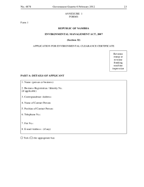 Fillable Online application for environmental clearance certificate Fax ...