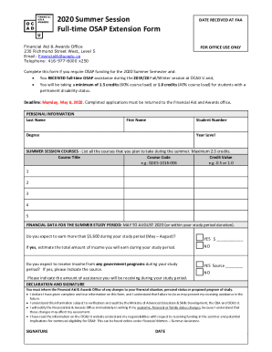 Fillable Online OSAP EXTENSION FORM- Spring/Summer Term Fax Email Print ...