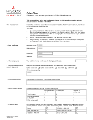 Fillable Online Cyber and Data - Electronic proposal form Fax Email ...