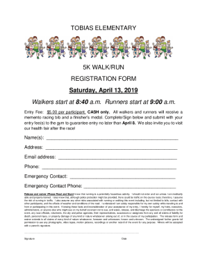 Fillable Online tobias elementary 5k walk/run registration form - Hays ...