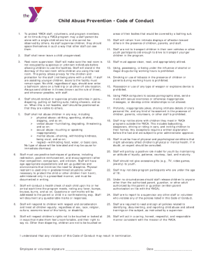 Fillable Online Child Abuse Prevention Sample Code of Conduct Fax Email ...
