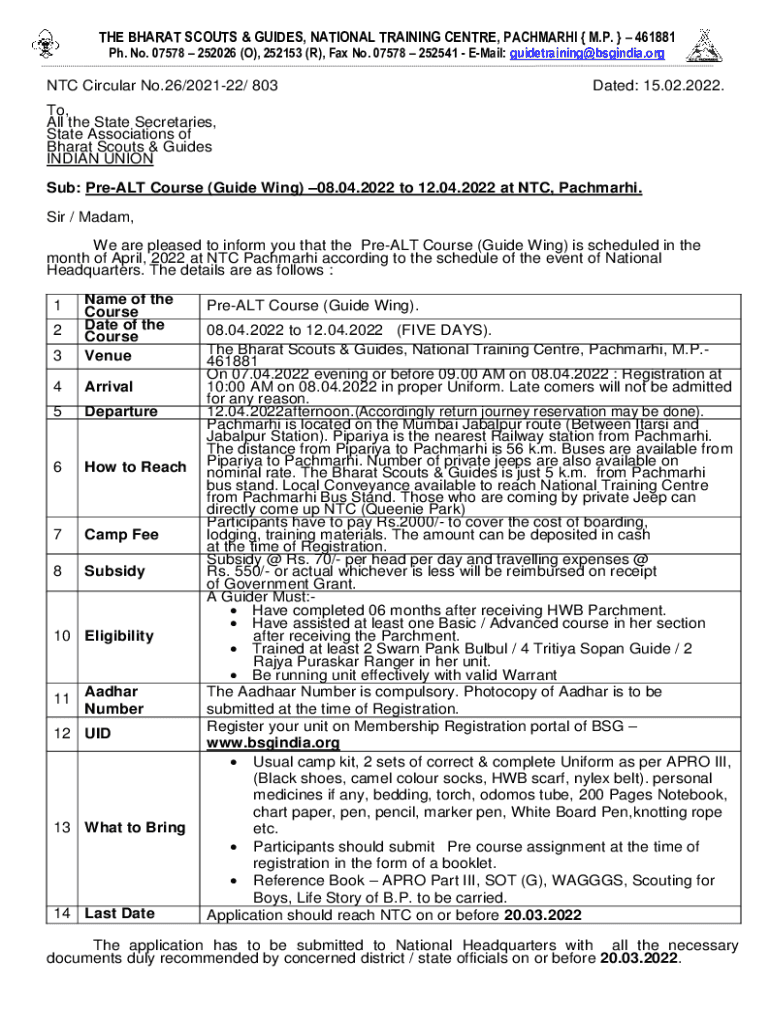 Fillable Online Fundamentals of the Bharat Scouts and Guides Part - 1 ...