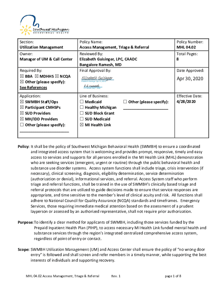 Fillable Online MHL-04.02-Access-Management-Triage-Referral-1.pdf Fax ...